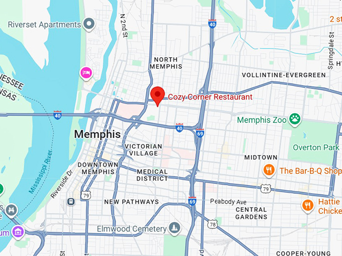 cozy corner restaurant map