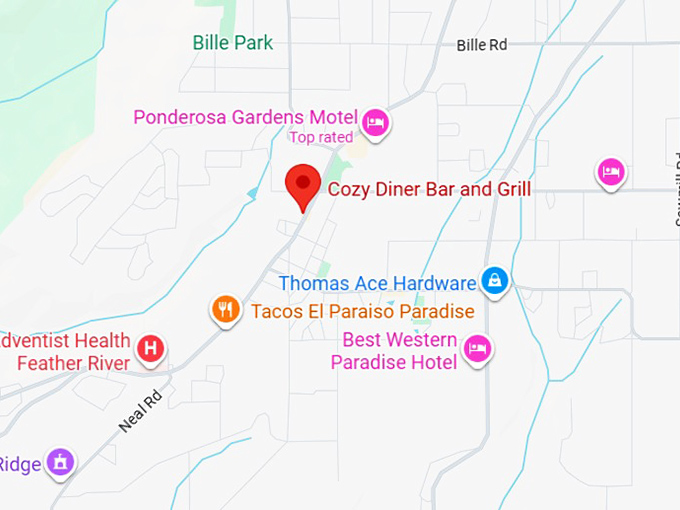 16. cozy diner bar and grill map