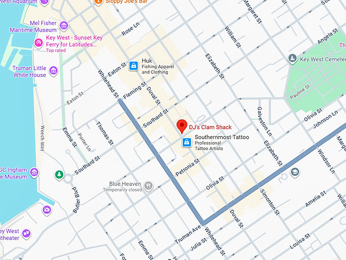 16. dj's clam shack map