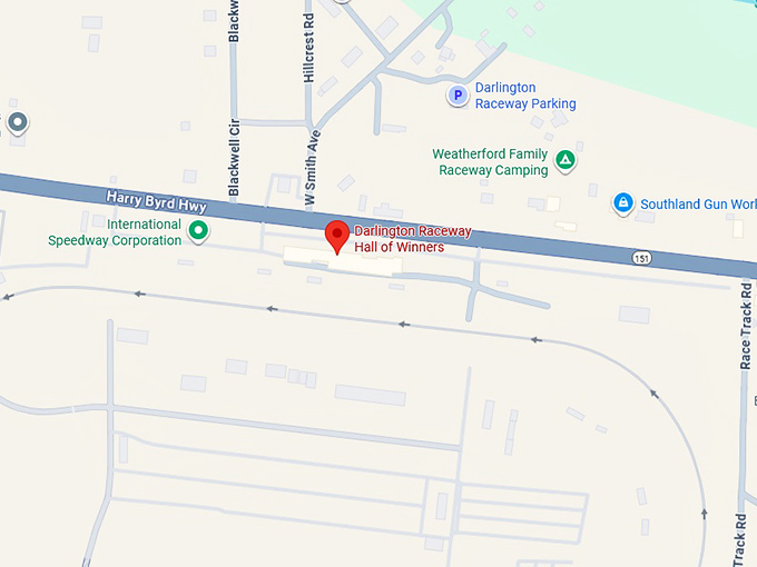 16. darlington raceway hall of winners map