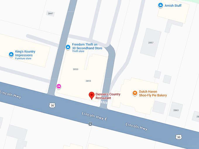 16. dienner’s country restaurant map