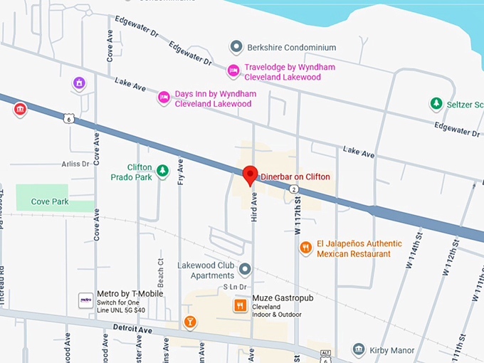 dinerbar on clifton map