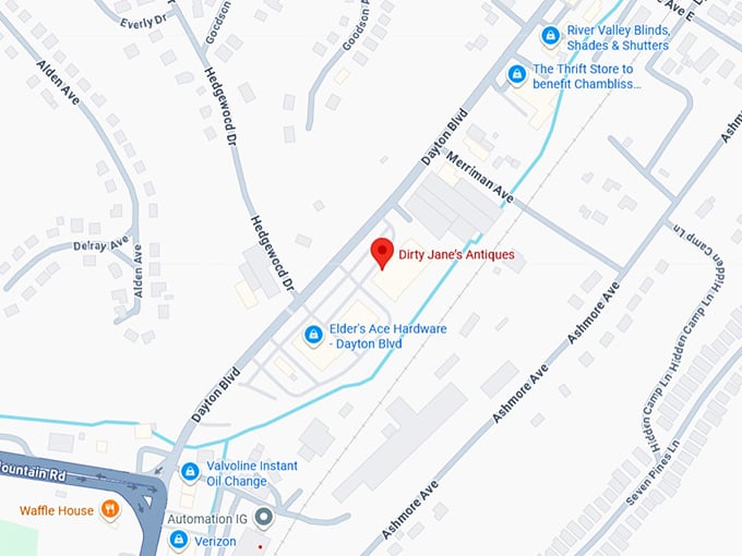 16. dirty jane&rsquo;s antiques map