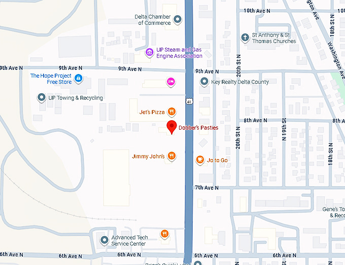 16. dobber's pasties map