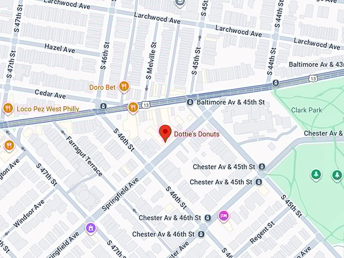 16. dottie's donuts (4529 springfield ave) map