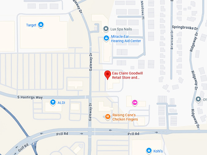 eau claire goodwill retail store and training center map