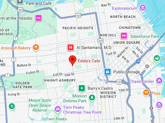 eddie&rsquo;s caf&eacute; map