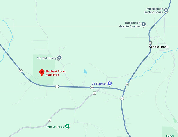 16. elephant rocks state park map