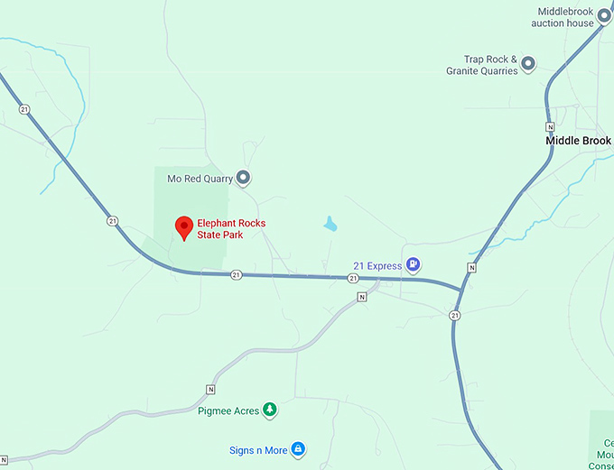 16. elephant rocks state park map