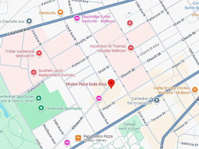 16. elliston place soda shop map