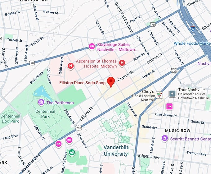 16. elliston place soda shop map