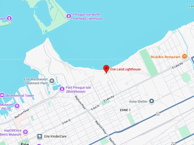 16. erie land lighthouse map