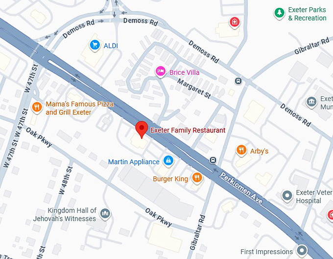 16. exeter family restaurant map