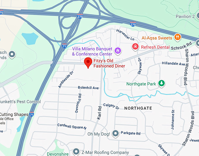 fitzy's old fashioned diner map