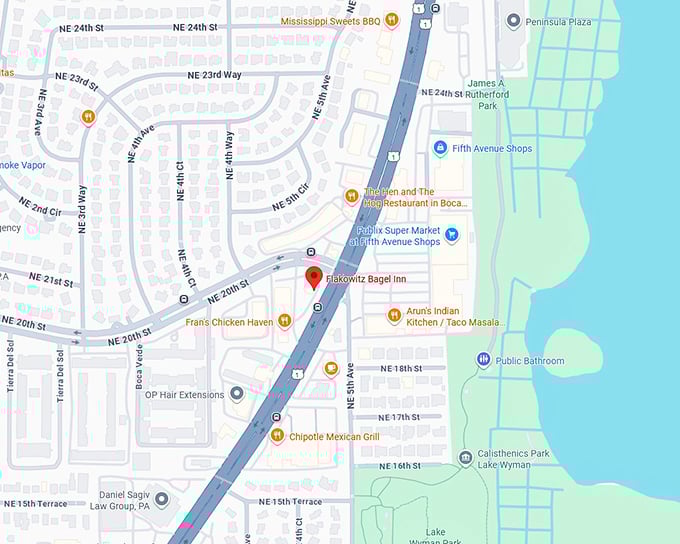 16. flakowitz bagel inn map