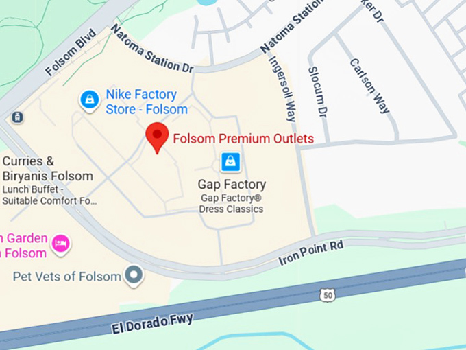 16. folsom premium outlets map