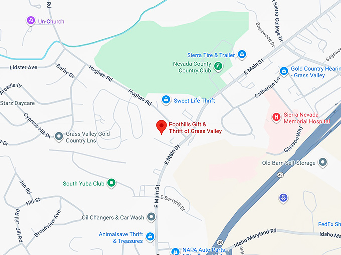 16. foothills gift & thrift of grass valley map