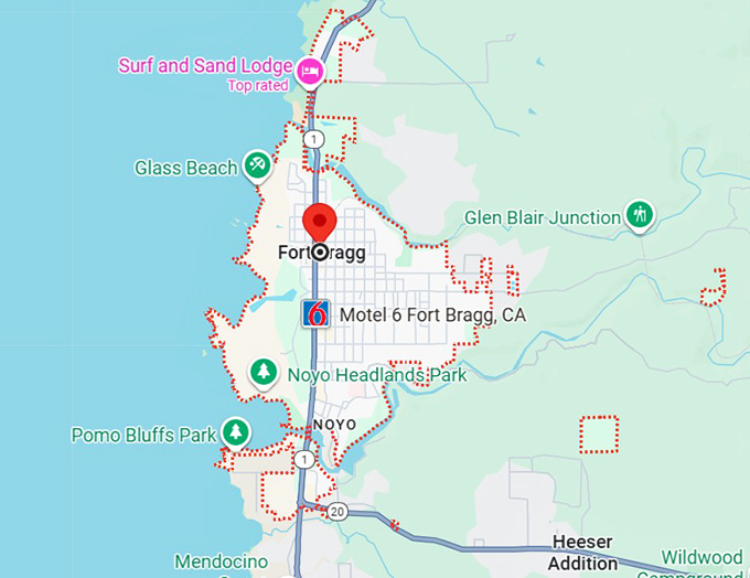 16. fort bragg, ca map