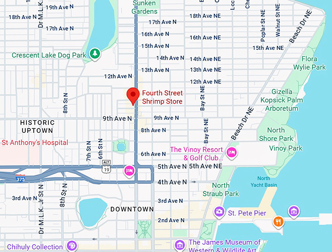 16. fourth street shrimp store map