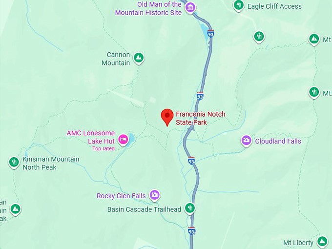 16. franconia notch state park map