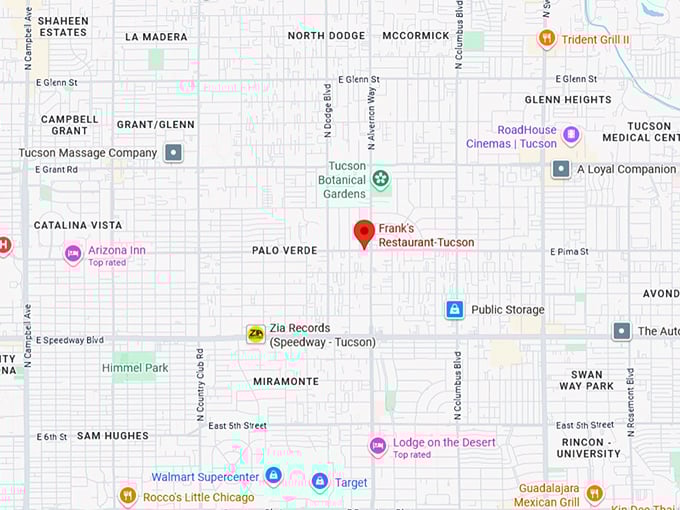 16. frank&rsquo;s restaurant (tucson) map