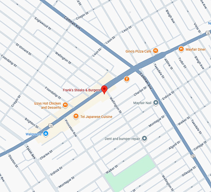 16. frank's steaks & burgers map