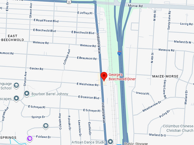 george&rsquo;s beechwold diner map