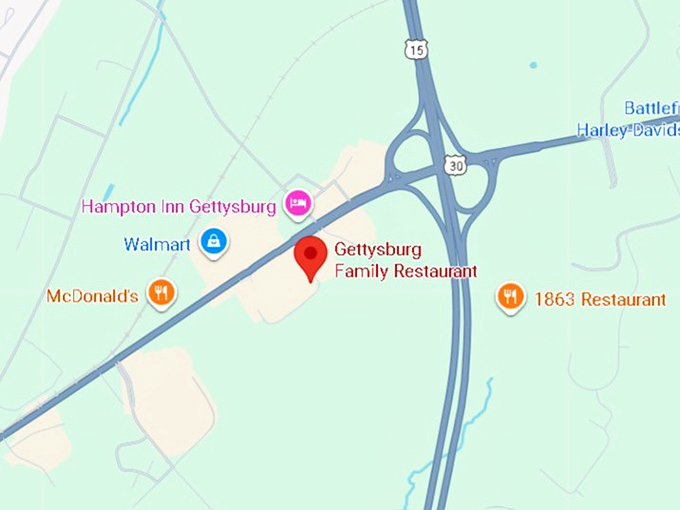 16. gettysburg family restaurant map