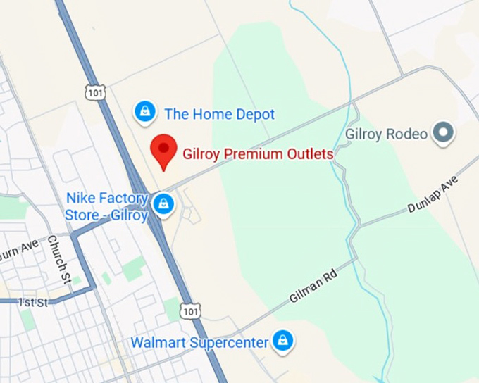 16. gilroy premium outlets map