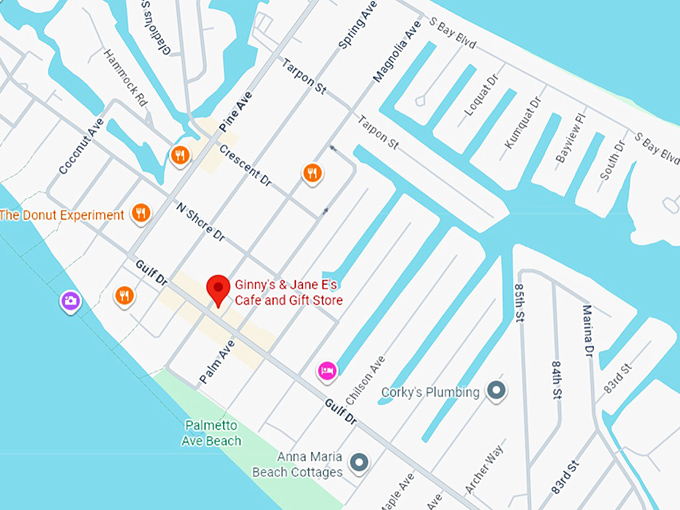 16. ginny&rsquo;s & jane e&rsquo;s caf&eacute; and gift store map