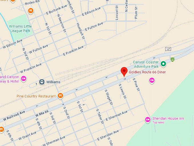 16. goldies route 66 diner map
