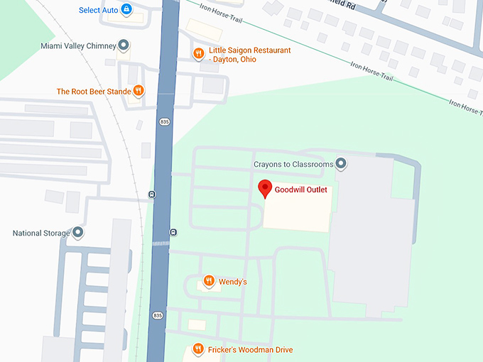 16. goodwill outlet (woodman dr) map