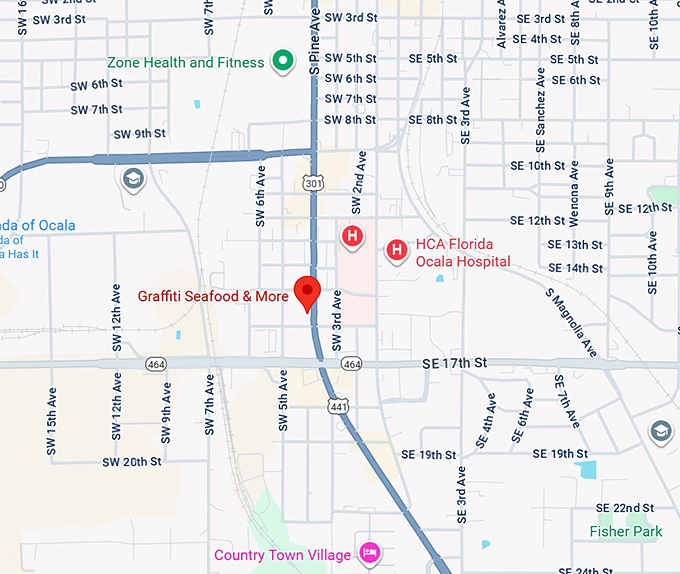 16. graffiti seafood & more map