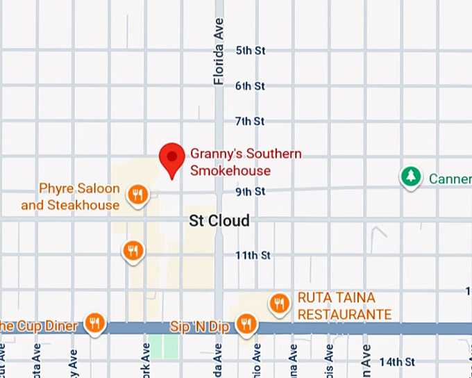 16. granny's southern smokehouse map