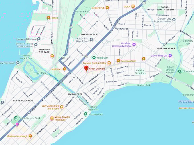 16. green owl cafe map