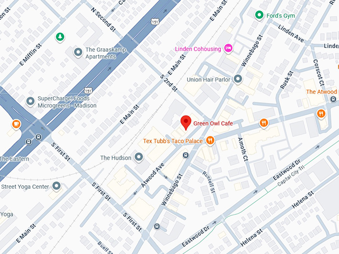 16. green owl cafe map