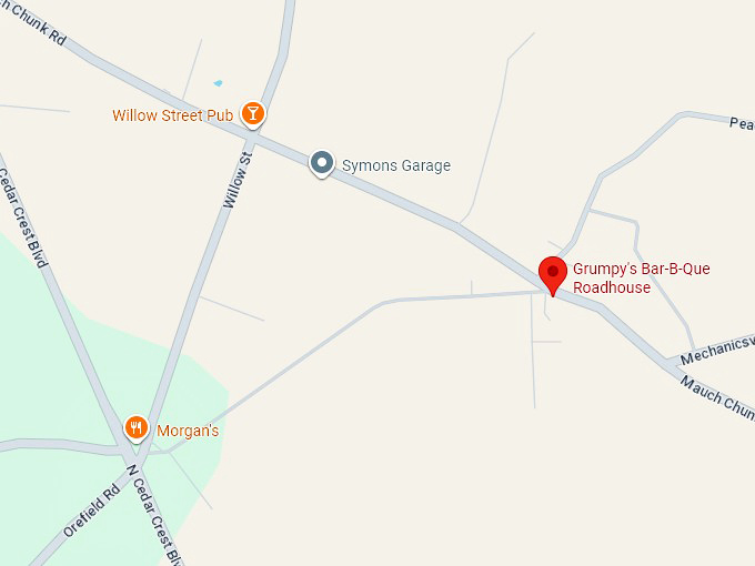 16. grumpy's bar b que roadhouse map