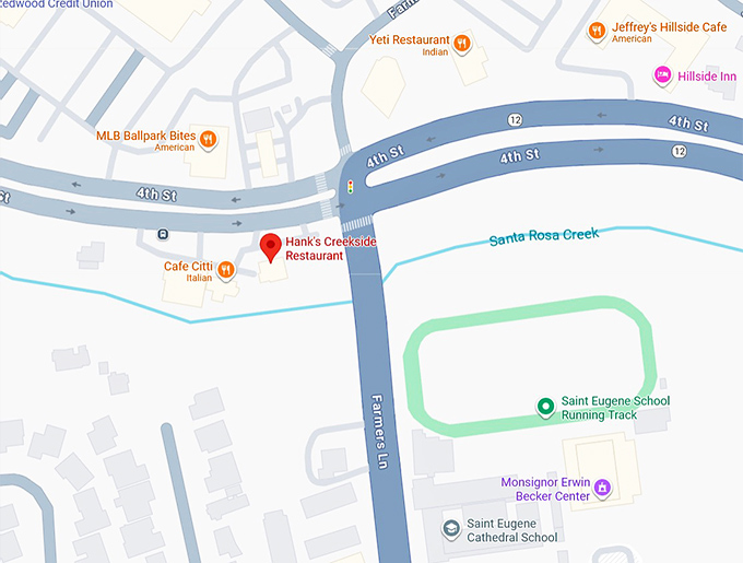 16. hank's creekside restaurant map