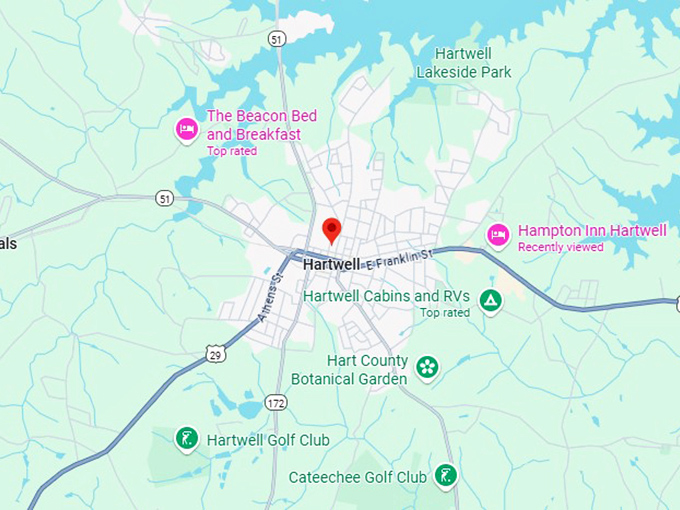 hartwell, georgia map