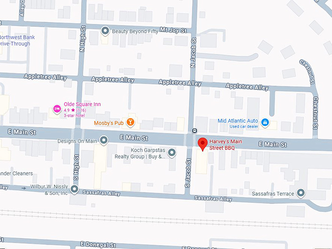 harvey's main street bbq map