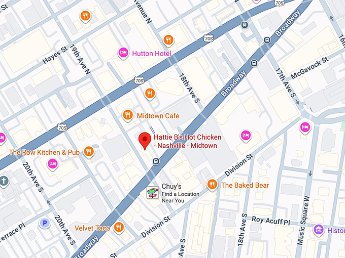 16. hattie b's hot chicken nashville midtown map