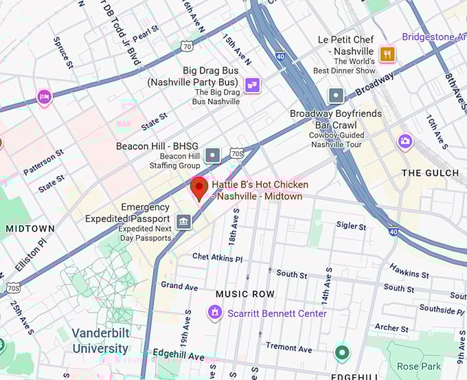 hattie b's hot chicken nashville midtown map
