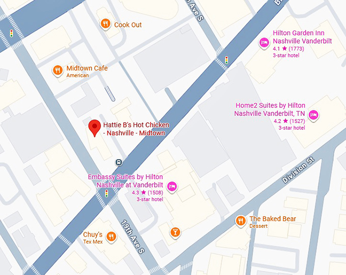 16. hattie b's hot chicken nashville midtown map