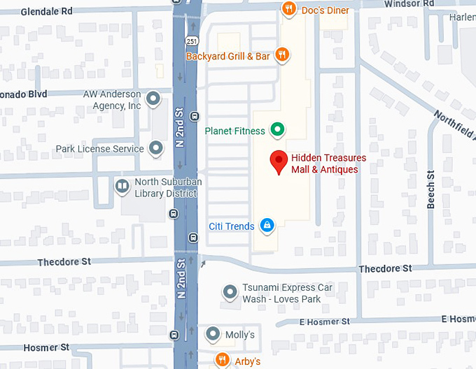16. hidden treasures mall & antiques map