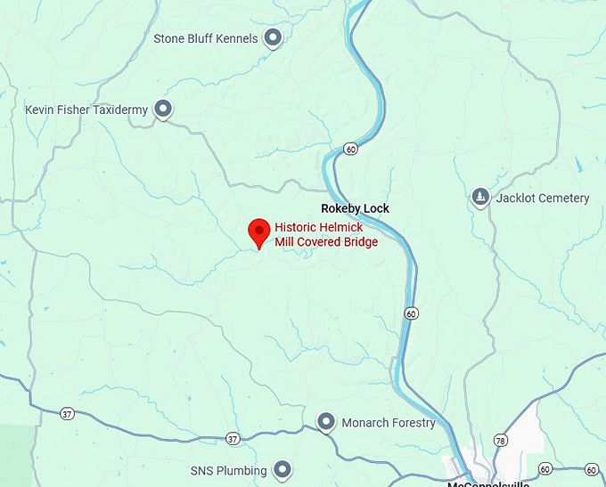 historic helmick mill covered bridge map