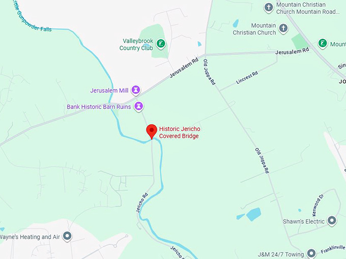 historic jericho covered bridge map