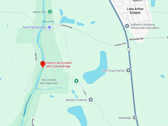 16. historic mcconnell's mill covered bridge map