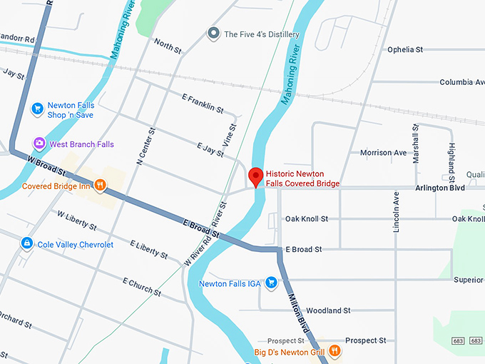 16. historic newton falls covered bridge map