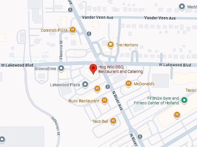16. hog wild bbq, restaurant and catering map