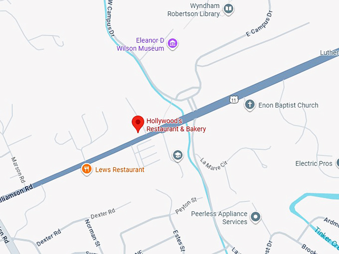 hollywood's restaurants & bakery roanoke map